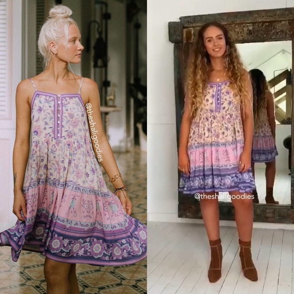 Spell | Dresses | Spell Portobello Road Strappy Mini Dress Pink Purple ...